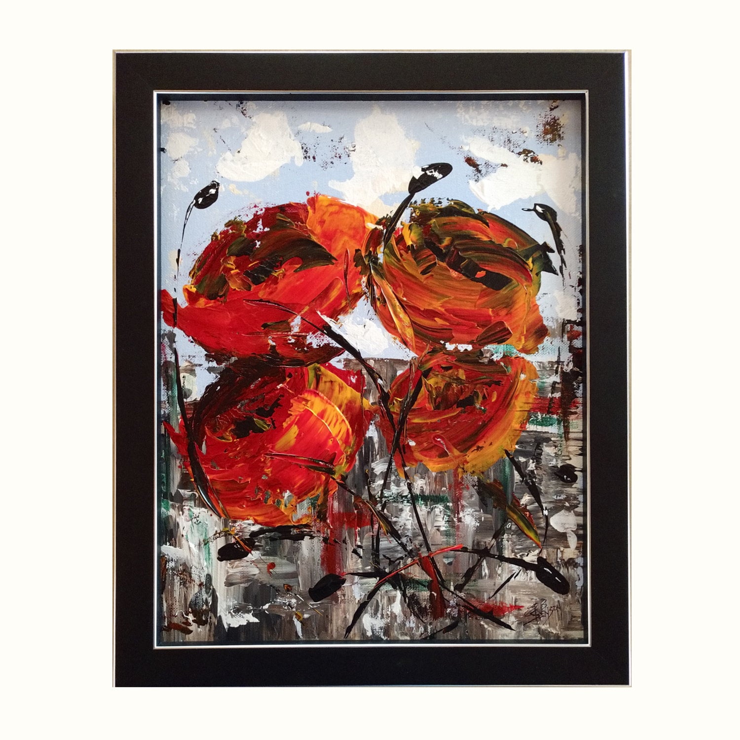 JJS - Original, Framed - “Abstract Poppies #5” (PCOS40) | Ron Campbell ...